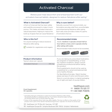 Activated Charcoal 334mg Per Capsule - For Digestion Comfort