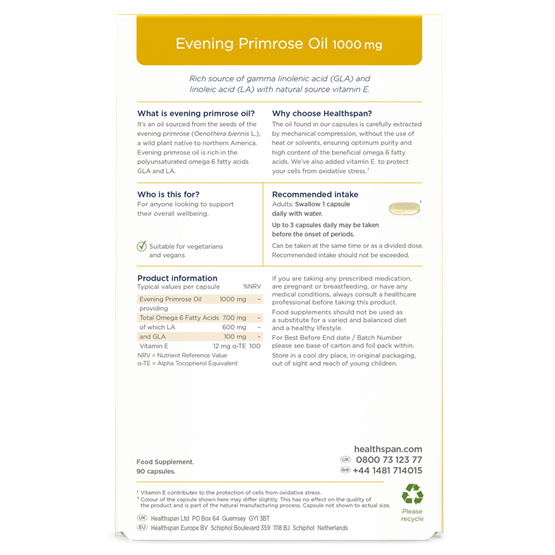 Evening Primrose Oil 1000mg – 180 Tablets – Max Strength