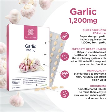 Garlic 1200 mg – 240 Tablets – With Vitamin B1