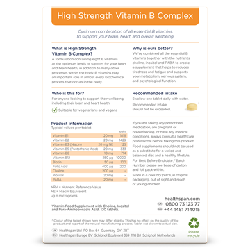 High Strength Vitamin B Complex – 120 Tablets